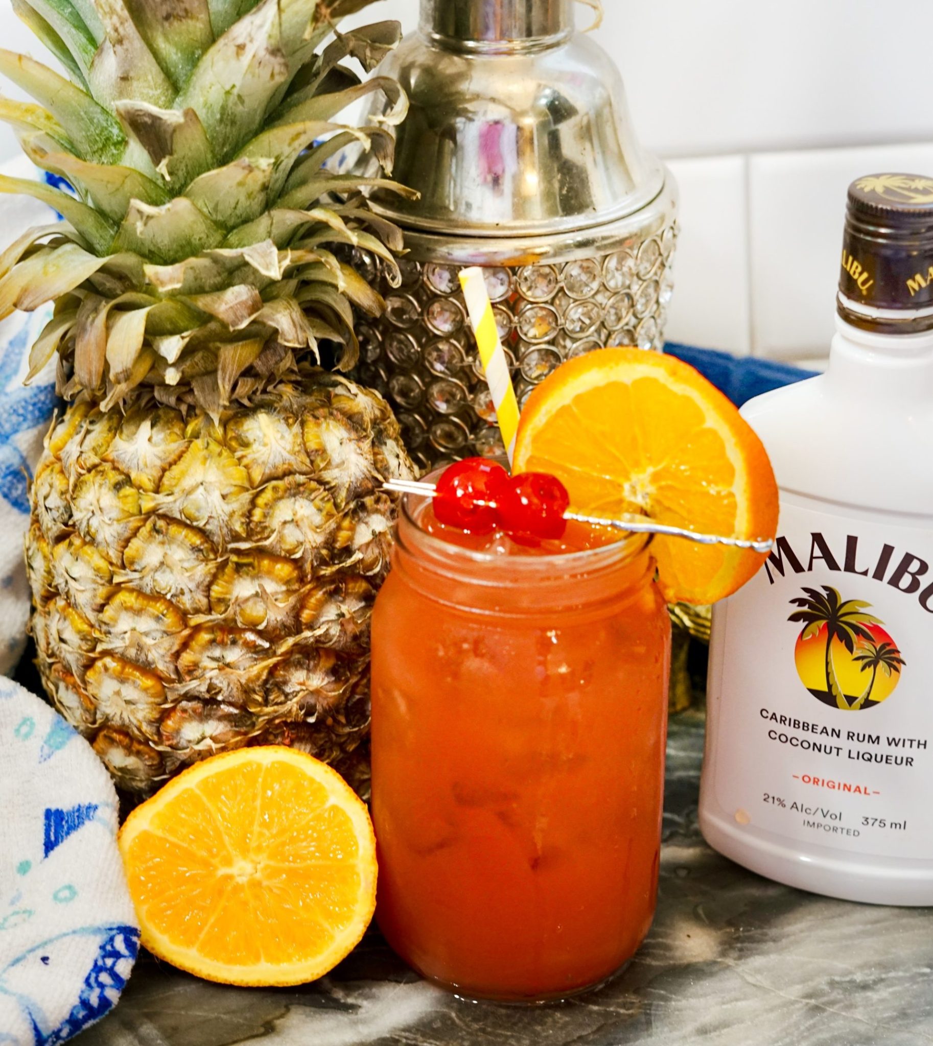 Shark Bite Cocktail with Malibu Rum- Cocktails and Appetizers