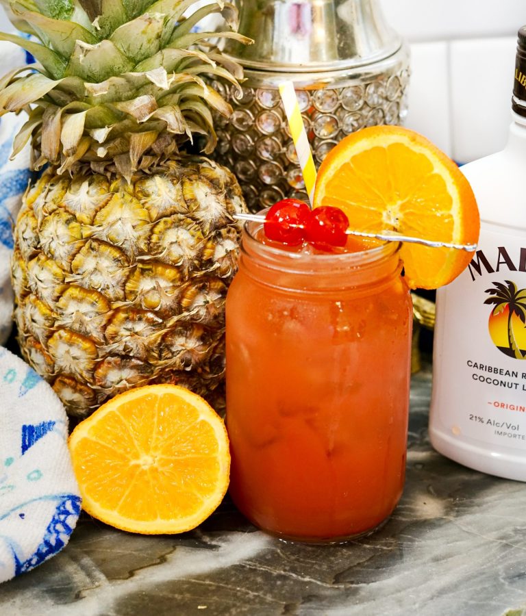 Shark Bite Cocktail with Malibu Rum- Cocktails and Appetizers