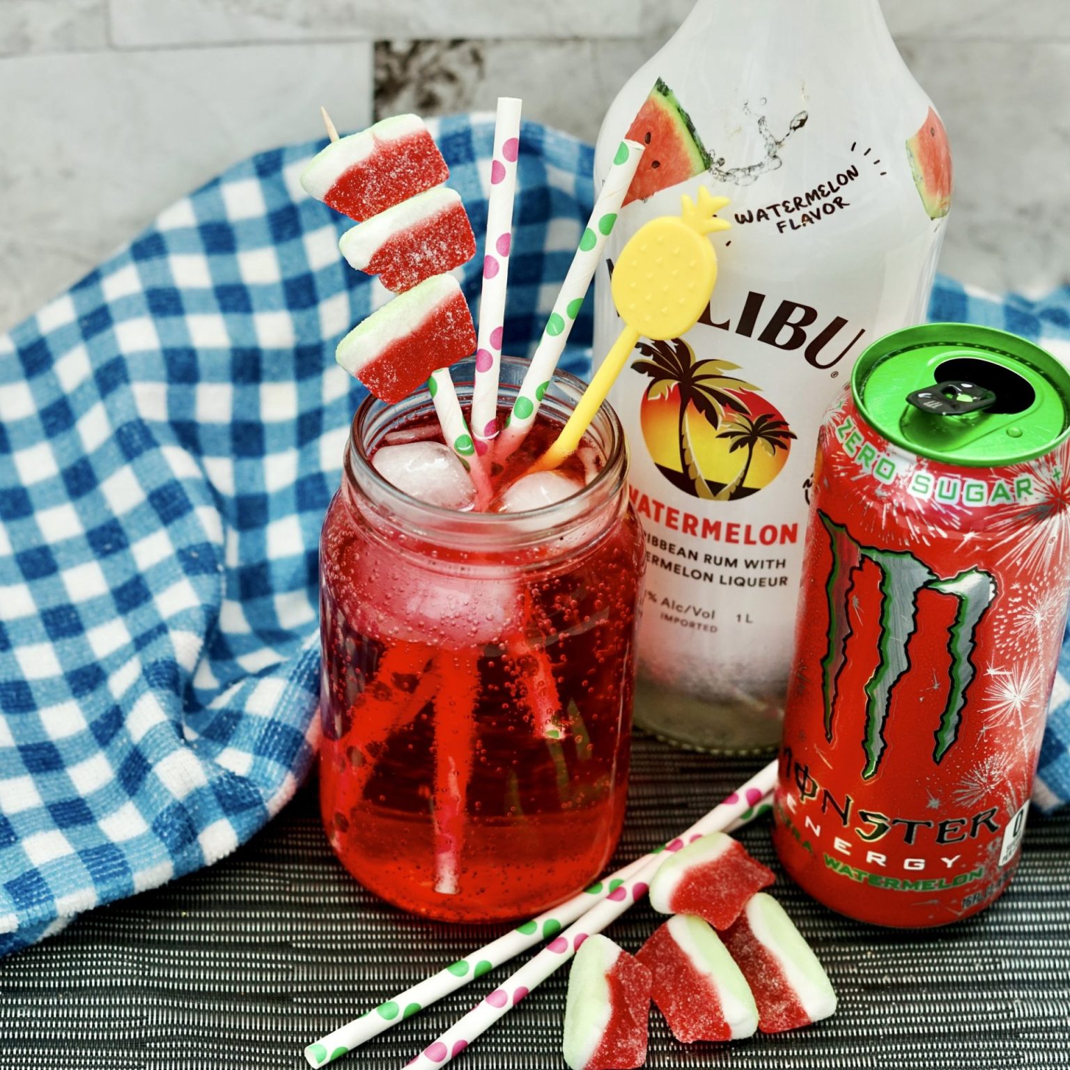 Watermelon Rum Monster Energy Cocktail - Cocktails and Appetizers