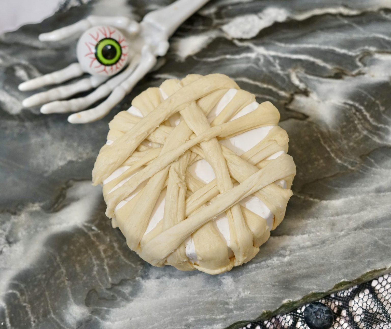 Mummy Baked Brie - Cocktails and Appetizers