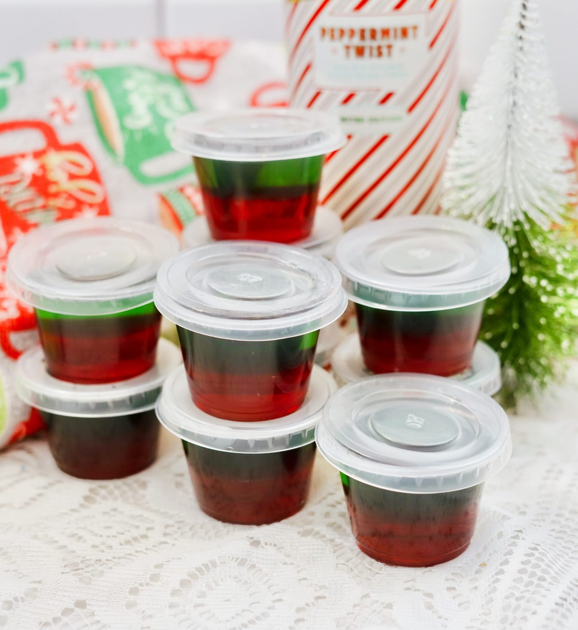 Red and Green Jello Shots - Cocktails and Appetizers